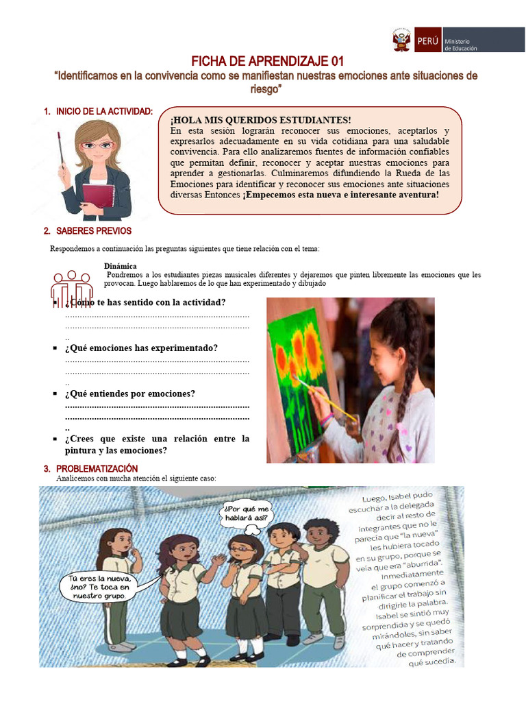 Ficha de Aprendizaje - 2°grado 2 Un | PDF | Las emociones | Aprendizaje