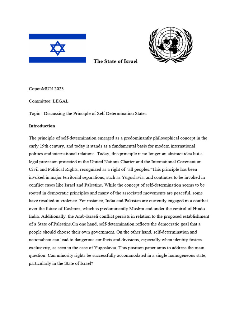 Israel and Self-Determination Principles | PDF | Self Determination ...