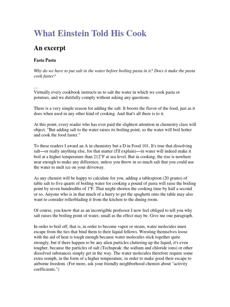 What Einstein Told His Cook | Download Free PDF | Water | Boiling