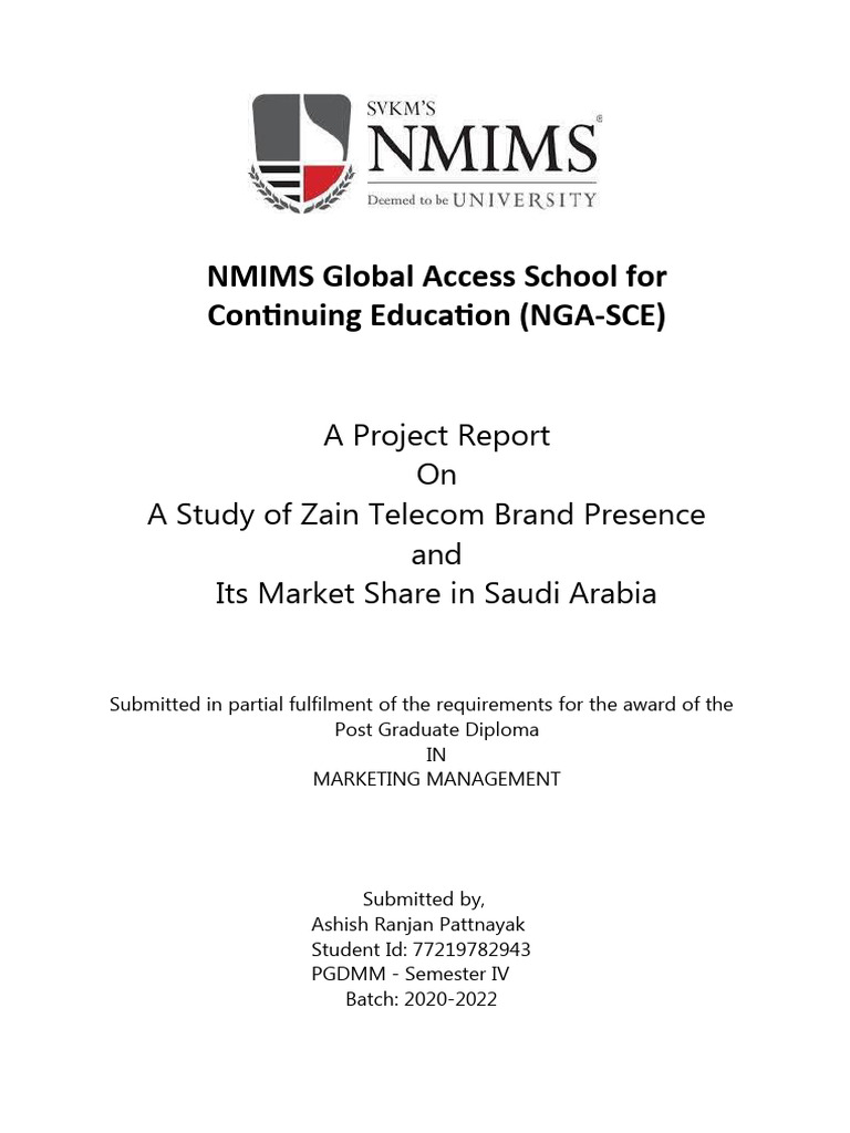 A Project Report On A Study of Zain Telecom Brand Presence and Its Market Share in Saudi Arabia ...