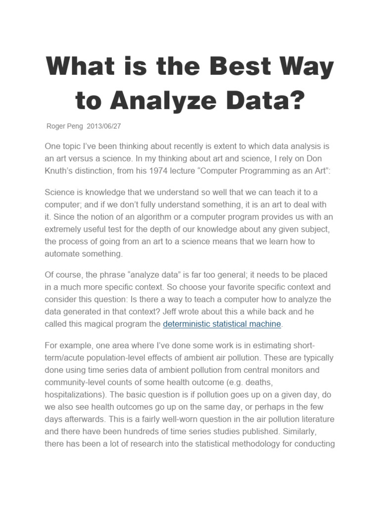 What Is The Best Way To Analyze Data | PDF | Data Analysis | Data
