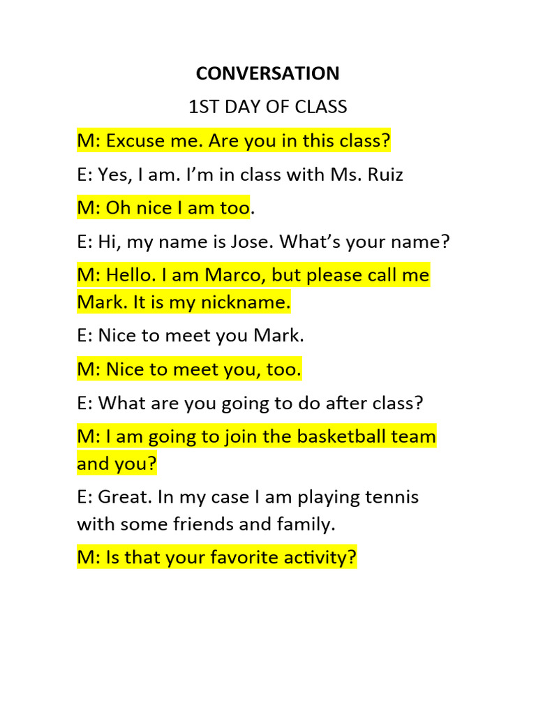 First Day Class Conversation Tips | PDF | Language Arts & Discipline | Art