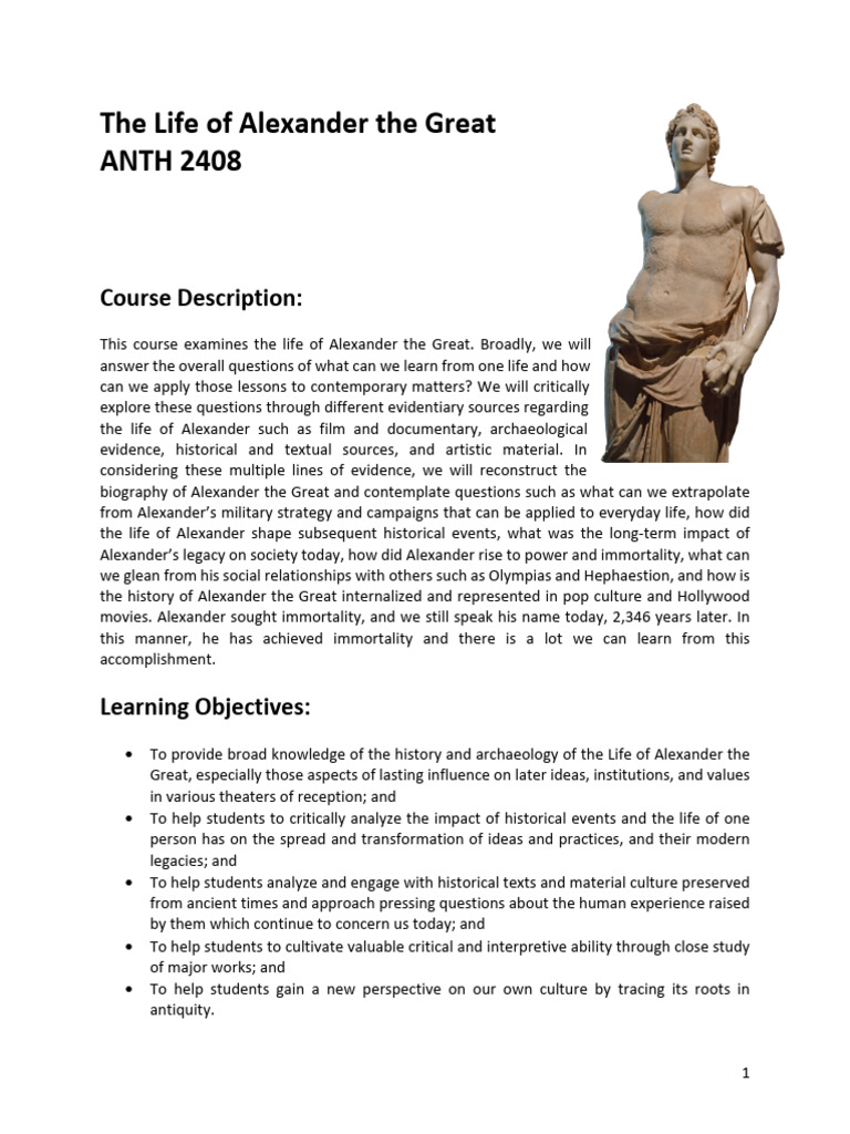 The Life of Alexander The Great Syllabus | PDF | Alexander The Great