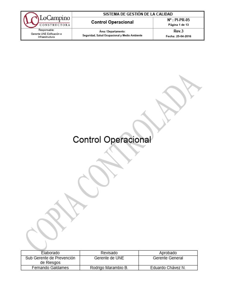PG-PR-05 Control Operacional Rev_3 | Descargar gratis PDF | Seguridad y ...