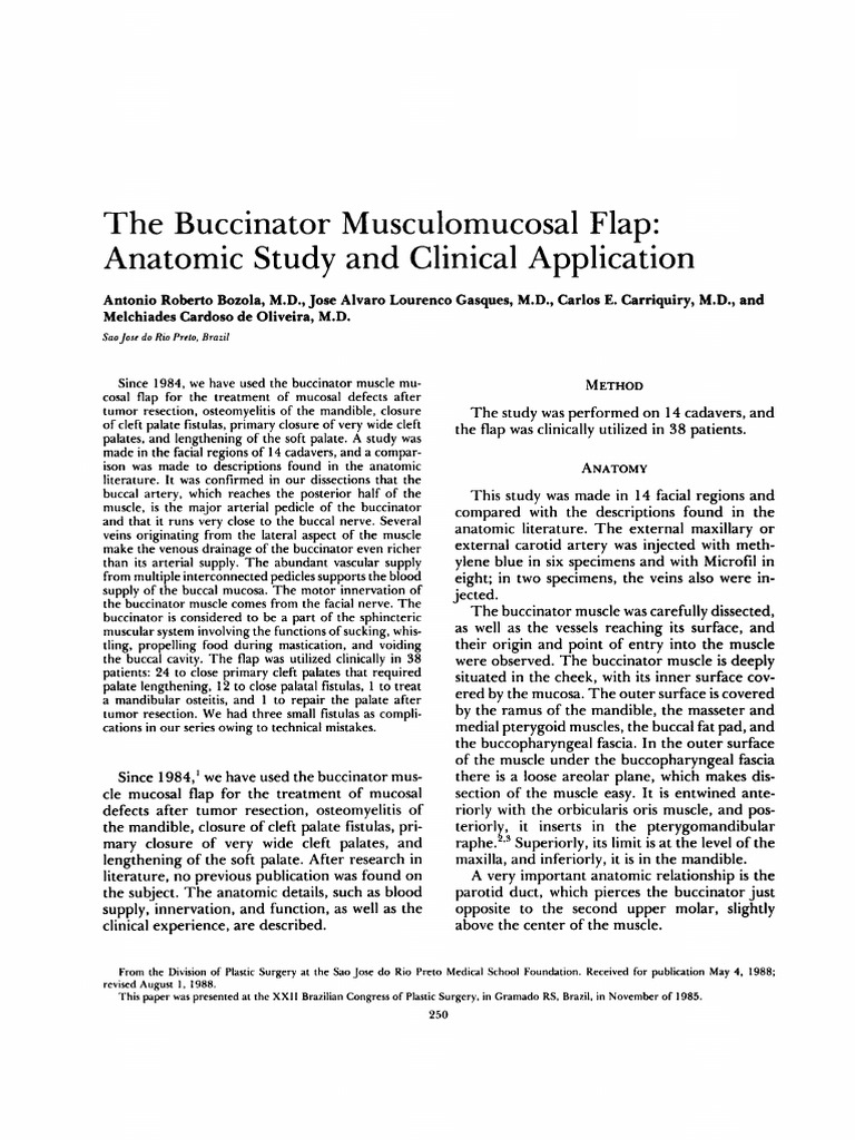 The Buccinator Musculomucosal Flap - Anatomic Study and Clinical ...