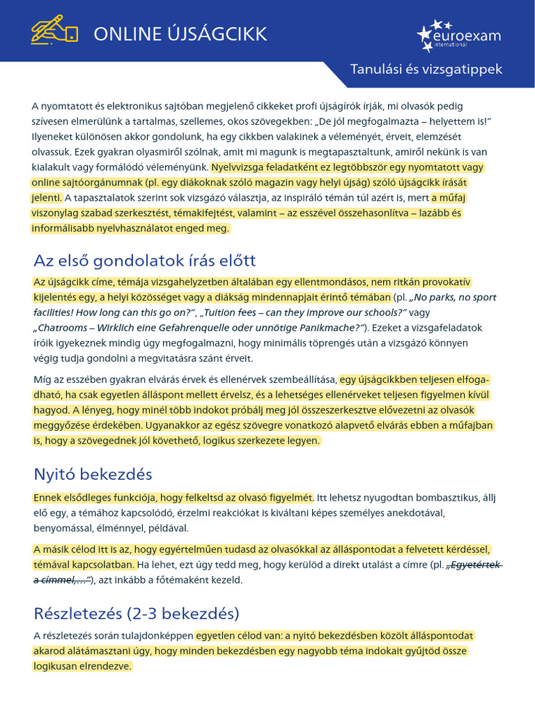 Íráskészség Hun2 Ujsagcikk b2c1 v2 | PDF