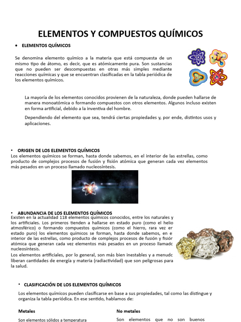 ELEMENTOS Y COMPUESTOS QUÍMICOS Fundamentosxd | PDF | Compuestos ...