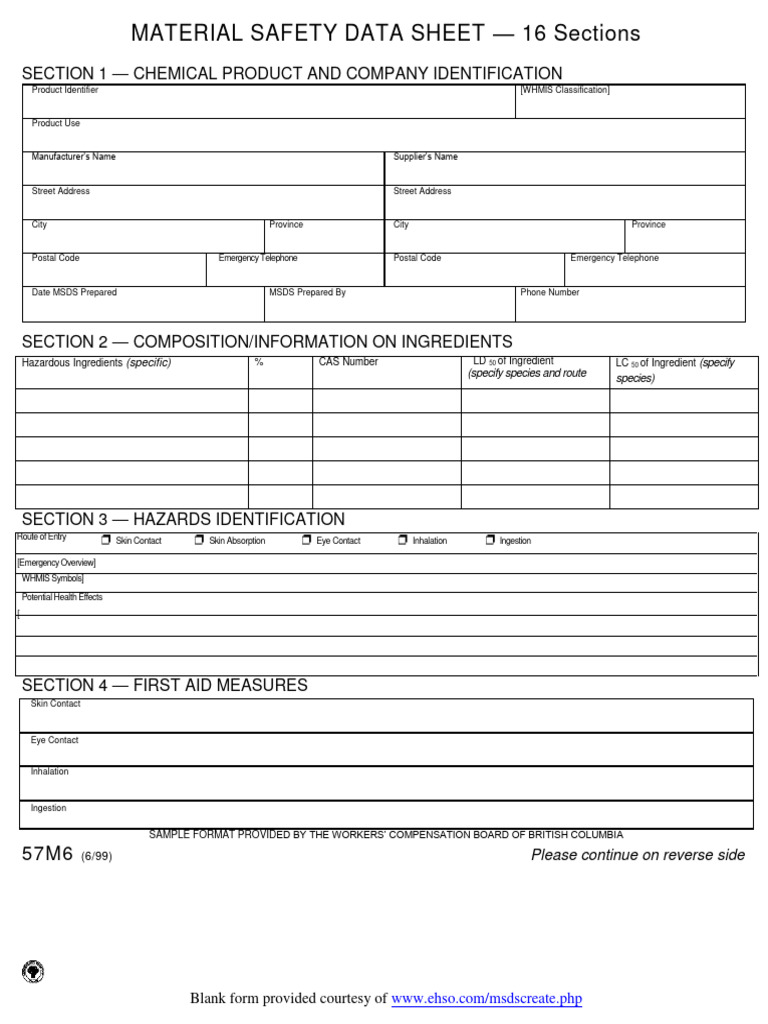 MSDS Blank for Chemical Agents | PDF | Toxicity | Occupational Safety ...