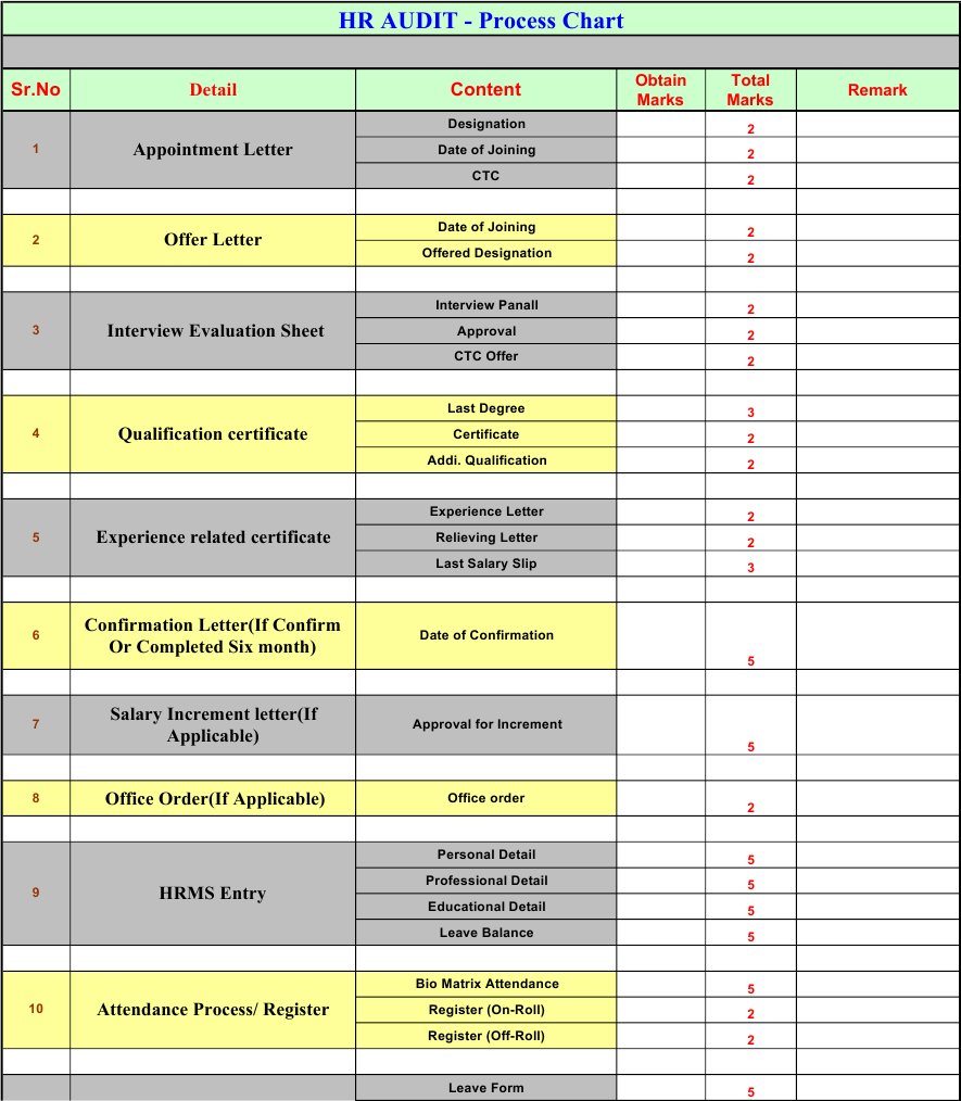 HR Audit - Flow Chart | PDF | Career & Growth
