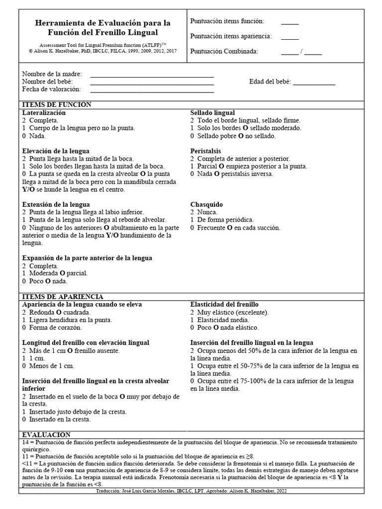 ATLFF. Español. Herramienta de Evaluación para La Función Del Frenillo ...