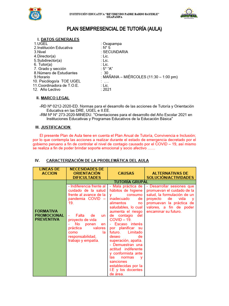 Propuesta Plan de aula | PDF