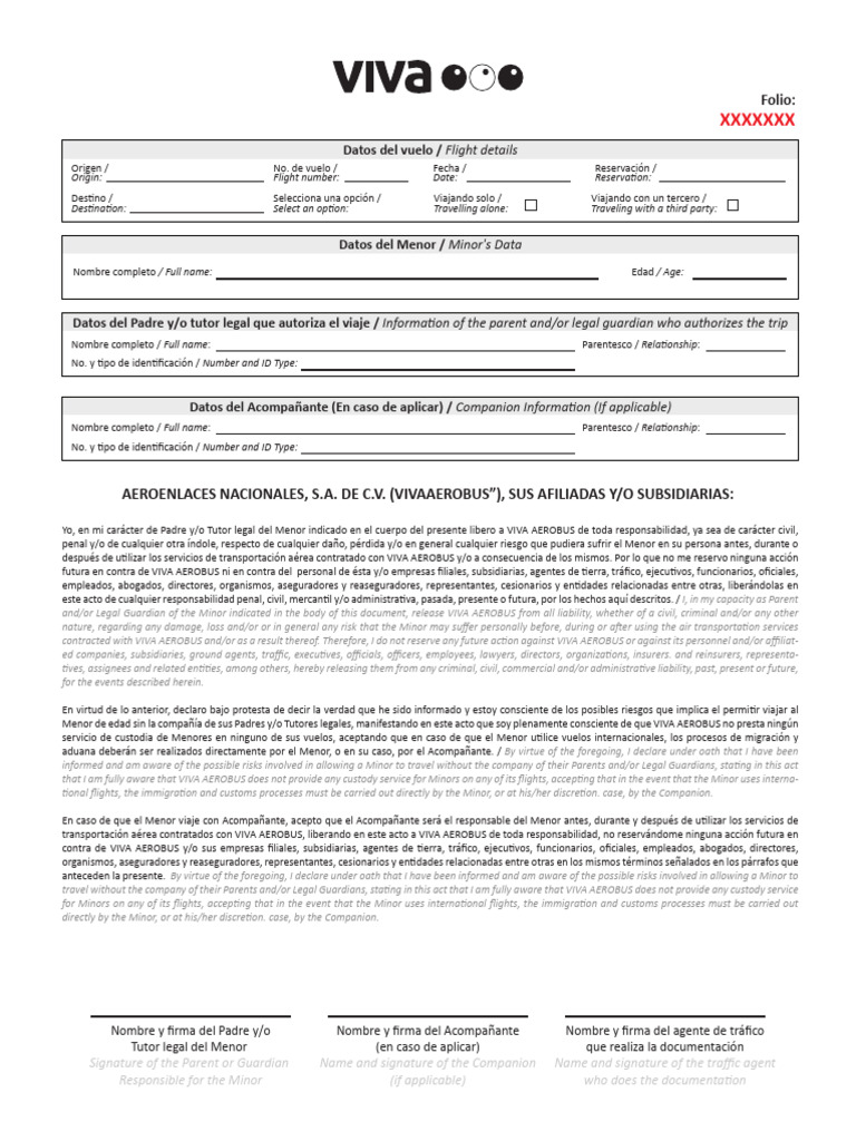 Autorizacion para Menor de Edad | PDF