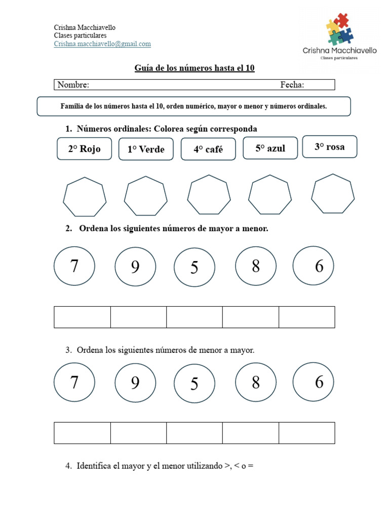 Guía de Los Números Hasta El 10 | PDF