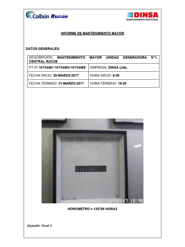 Informe mantenimiento mayor unid. n°1 C. R. 2017 | PDF | Bomba | Tornillo