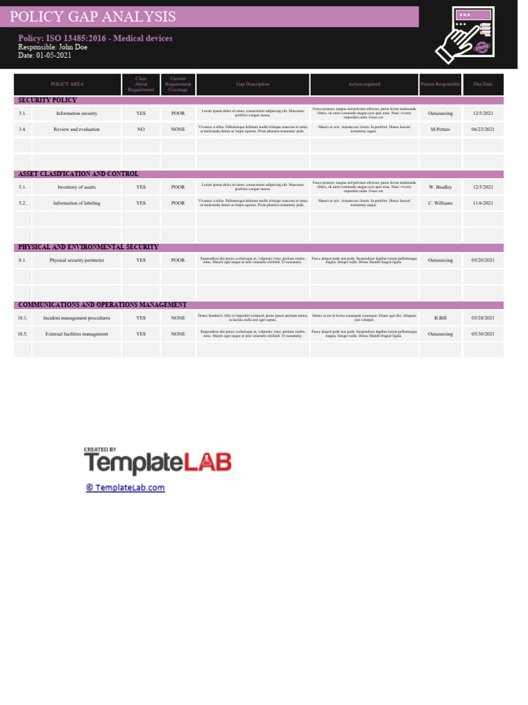 Policy Gap Analysis Template | PDF