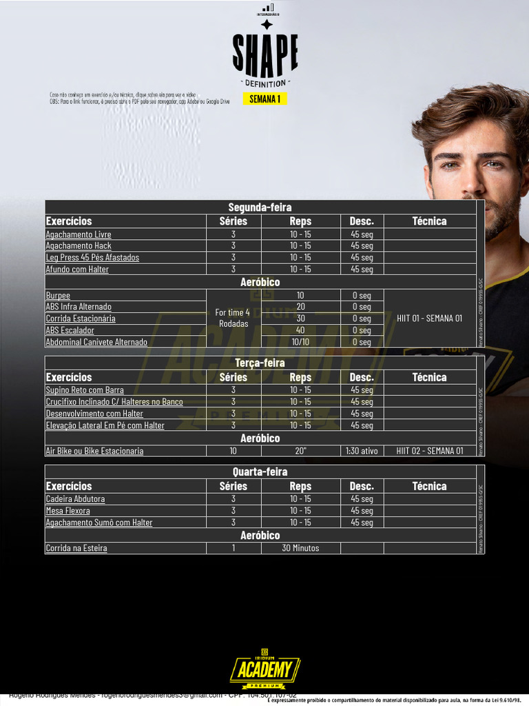 Planilha Shape Definition Smartphone Semana1 | PDF | Exercício físico ...