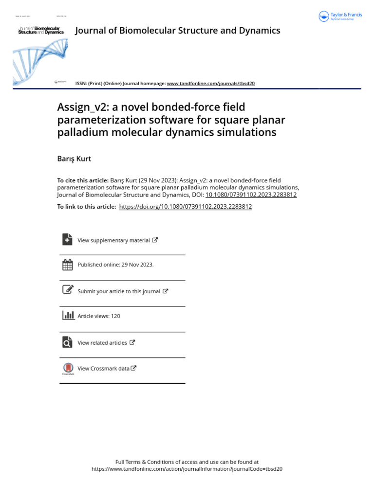 Assign V2 A Novel Bonded Force Field Parameterization Software For Square Planar Palladium