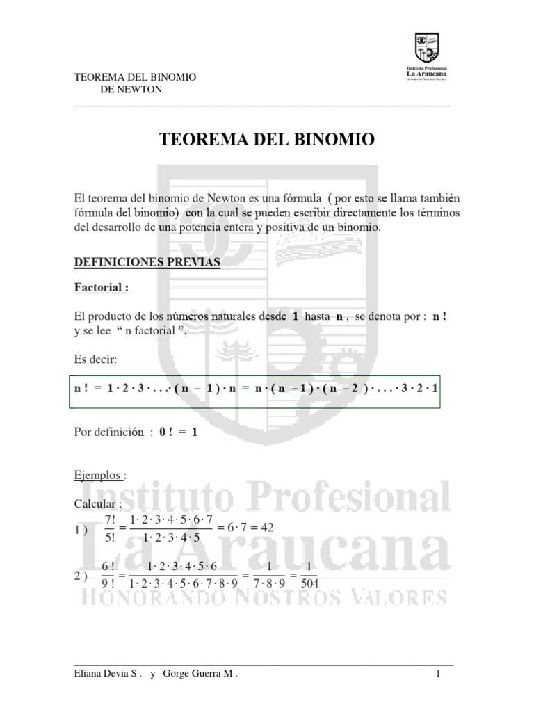 Teorema Del Binomio de Newton | Descargar gratis PDF | Álgebra ...