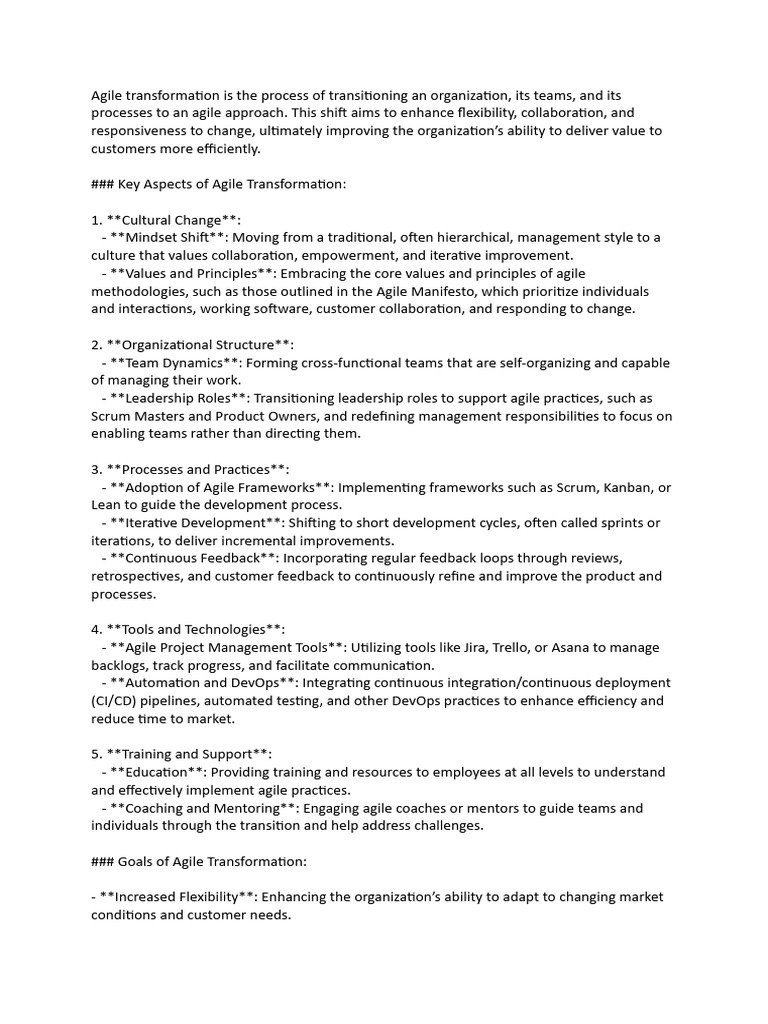 Agile Transformation | PDF | Agile Software Development | Scrum (Software Development)