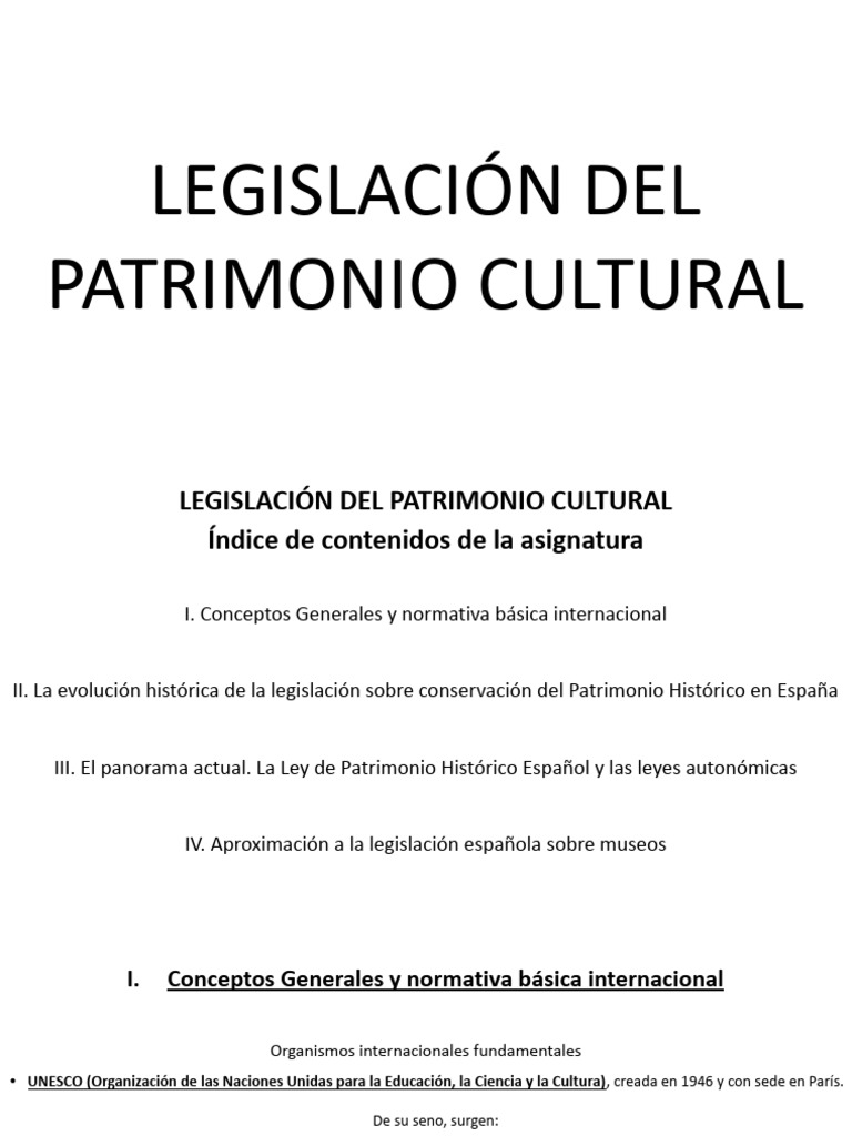 Legislación Del Patrimonio Cultural | PDF | Patrimonio cultural
