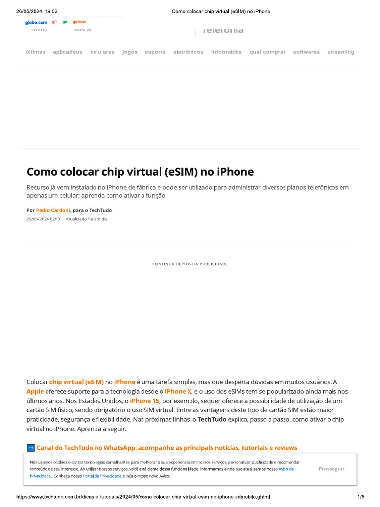 Como Colocar Chip Virtual (eSIM) No Iphone | PDF