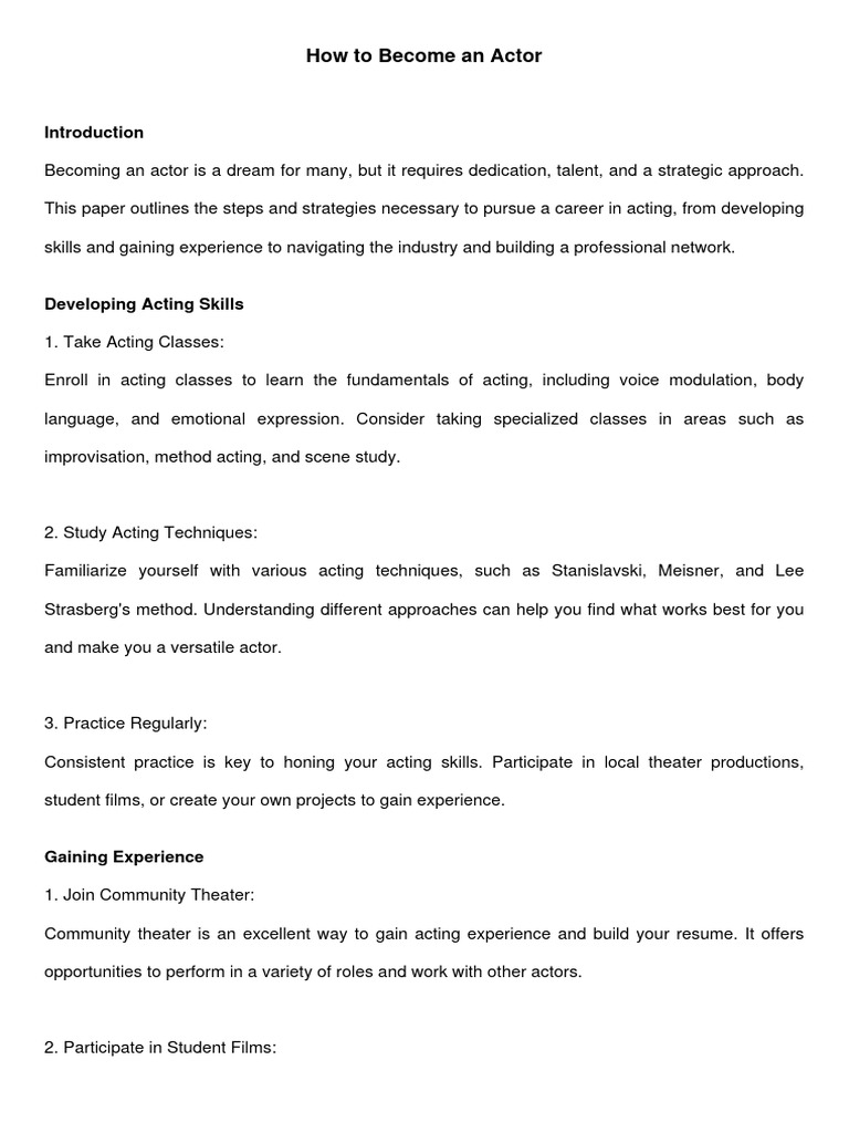 How to Become an Actor | PDF | Acting | Human Communication