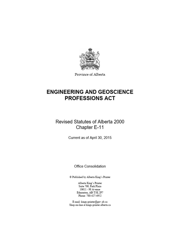 Engineering and Geoscience Professions Act | PDF | Engineer | License