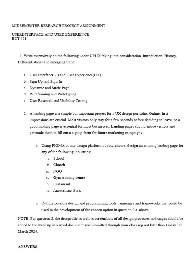 Midsemester Research Project Assignment | PDF | Dynamic Web Page | Usability