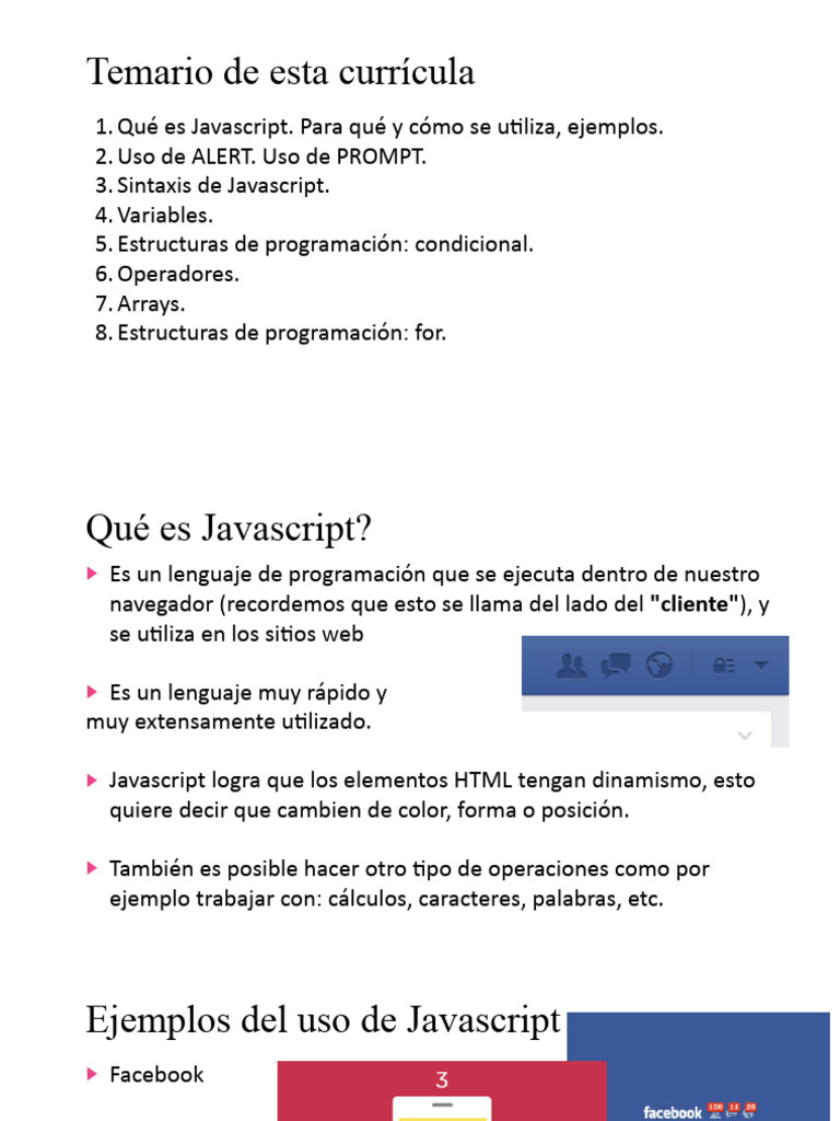 Guía Básica de JAVASCRIPT, Parte I | PDF | Script Java | Lenguaje de ... Guía Básica de JAVASCRIPT, Parte I | PDF | Script Java | Lenguaje de ...