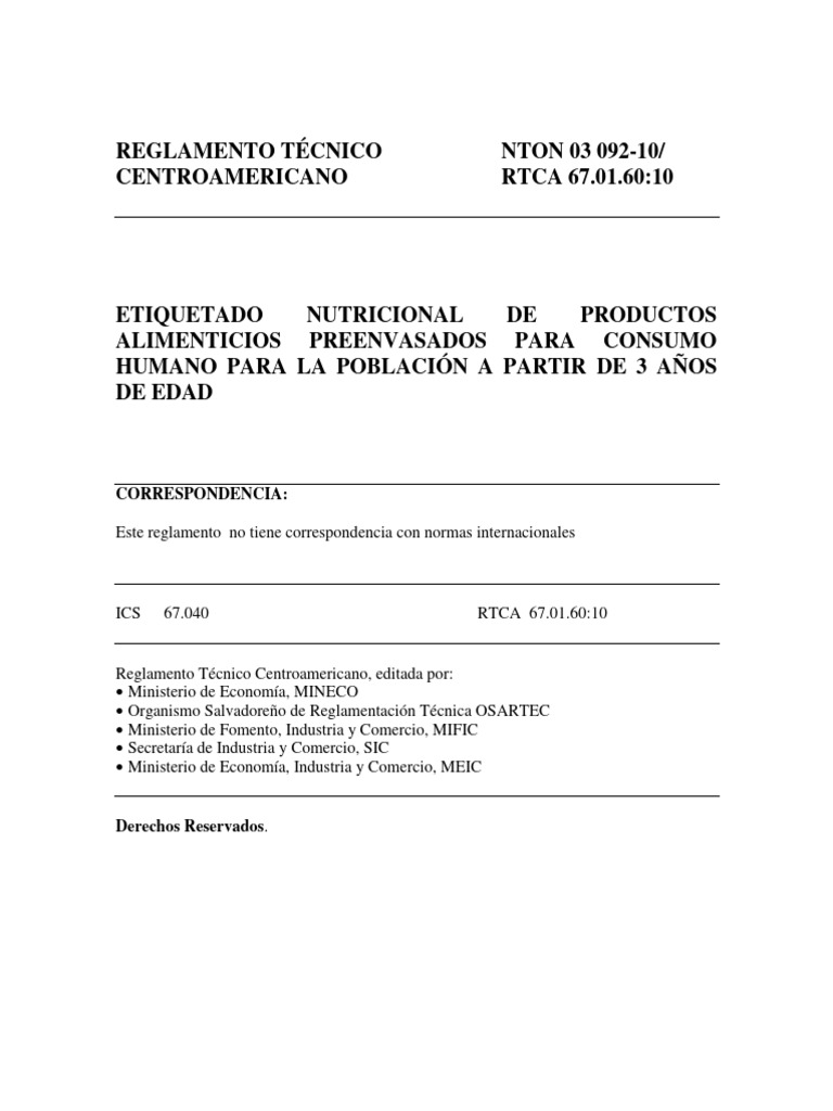 RTCA 67.01.60.10 Etiquetado Nutricional de Productos Alimenticios ...