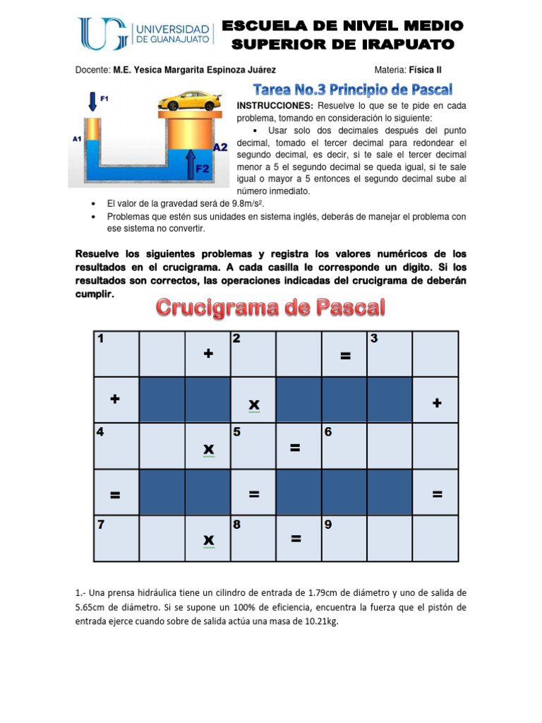 Tarea 3 Principio de Pascal | PDF | Pistón