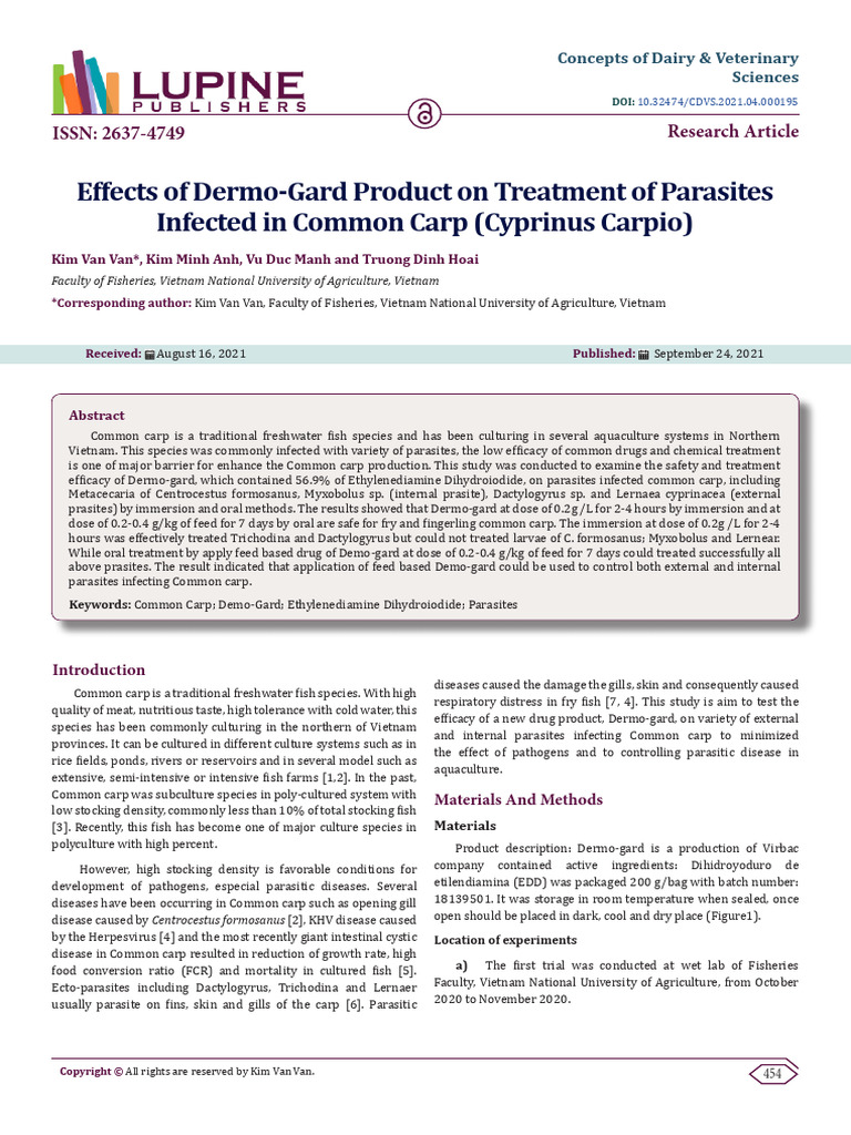 Effects of Dermo-Gard Product On Treatment of Parasites Infected in ...