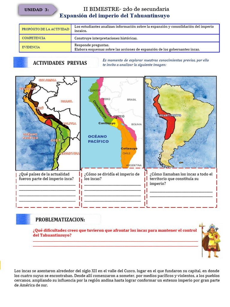 FICHA 2- UNIDAD 3- EXPANSION DE LOS INCAS | PDF | Imperio Inca | Perú