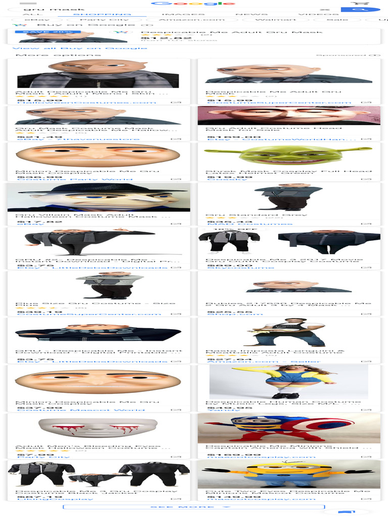 Gru Mask - Google Shopping | PDF | Cosplay | Costume