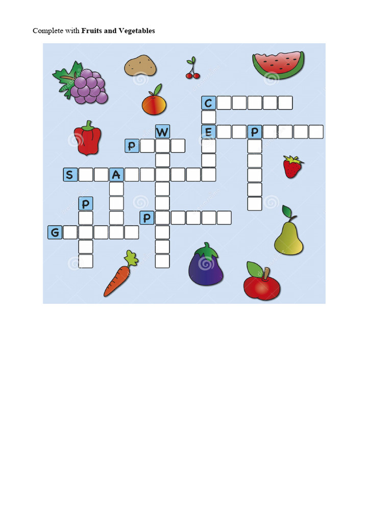 Crosswords - Fruits and Vegetables | PDF | Science & Mathematics