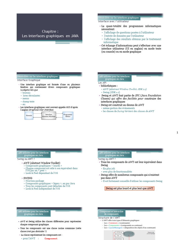 Interfaces Graphiques en Java : AWT et Swing | PDF | Java (Langage de programmation) | Interface ...