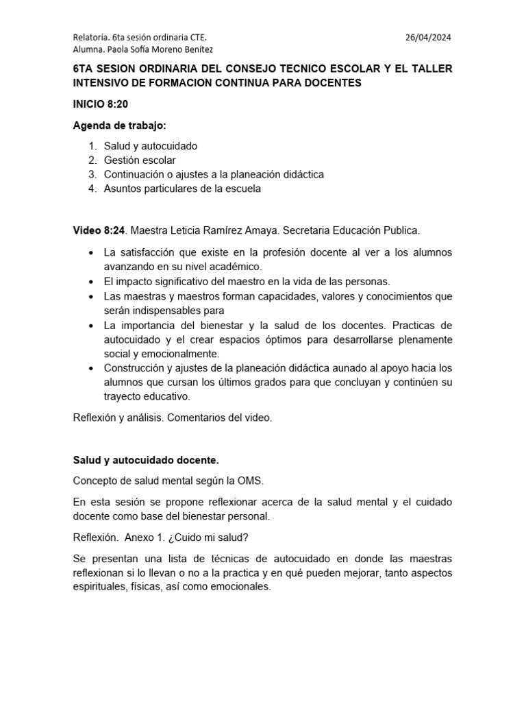 Relatoria Cte. | PDF | Maestros | Enseñando