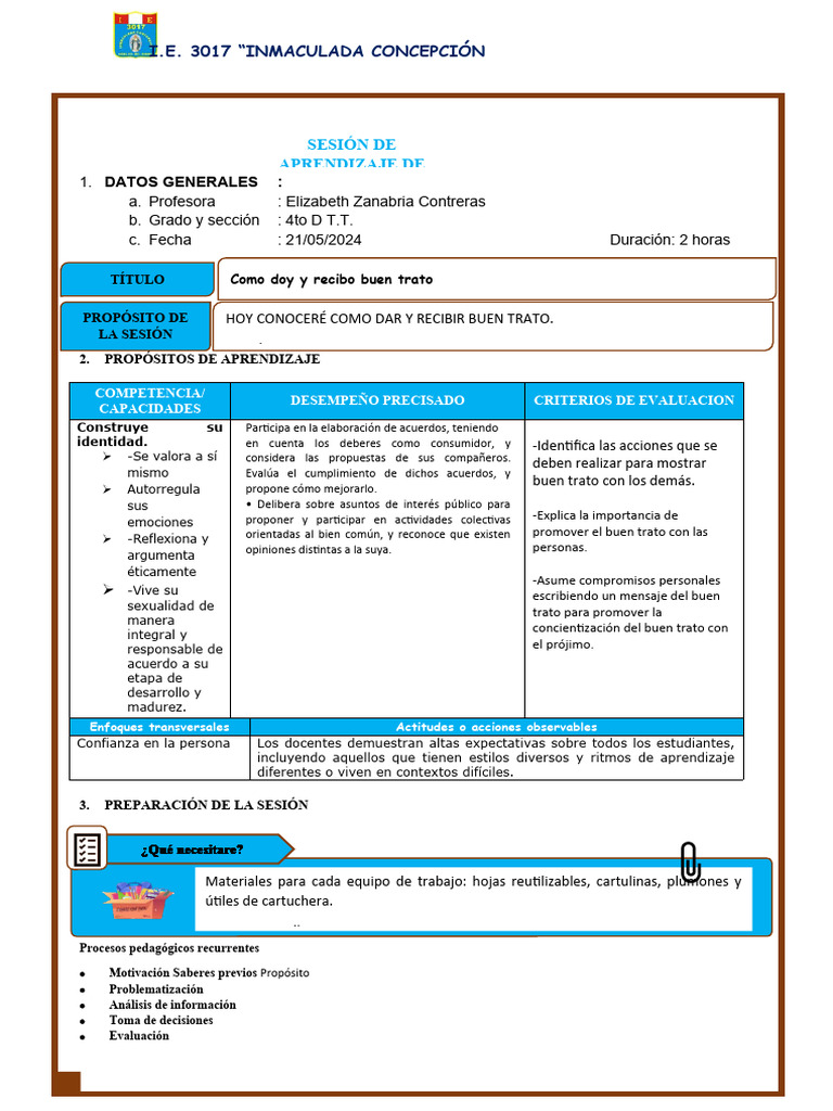 Sesion Ps Como Doy Y Recibo Buen Trato Descargar Gratis Pdf Toma De