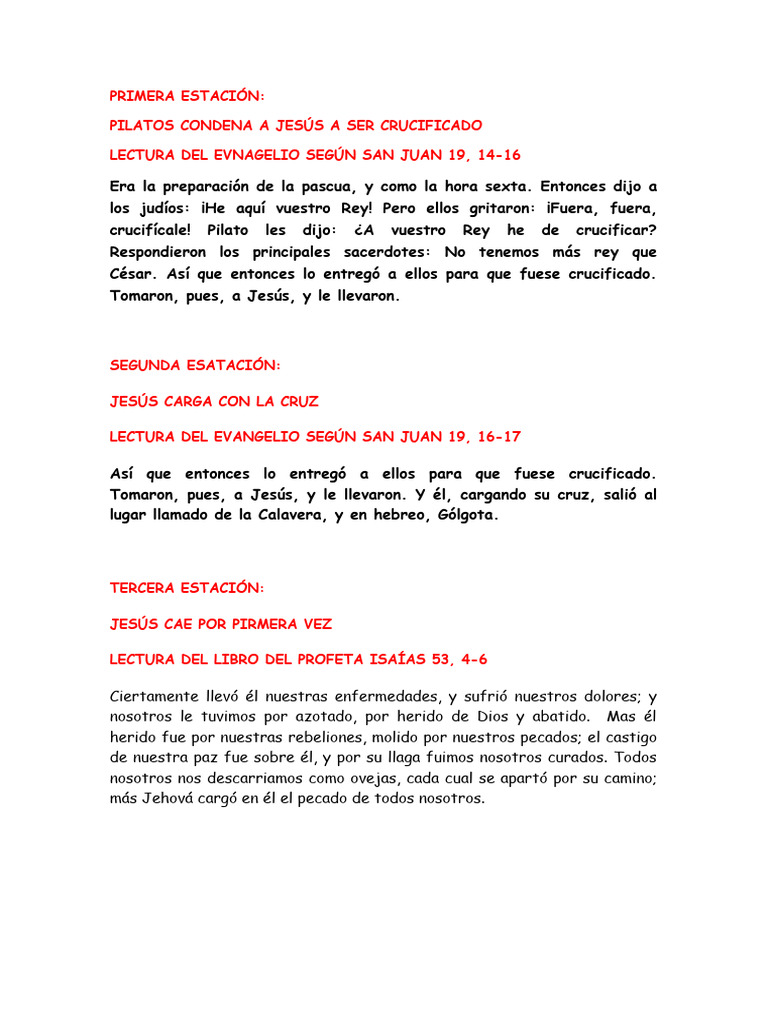 Lecturas Biblicas de Las Estaciones Del Via Crucis | PDF | Jesús | María, madre de Jesús