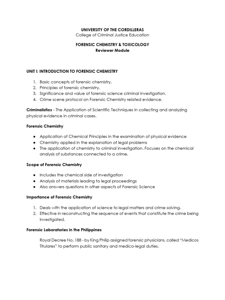 Reviewer Forensic Chemistry Toxicology | PDF | Blood Type | Glasses