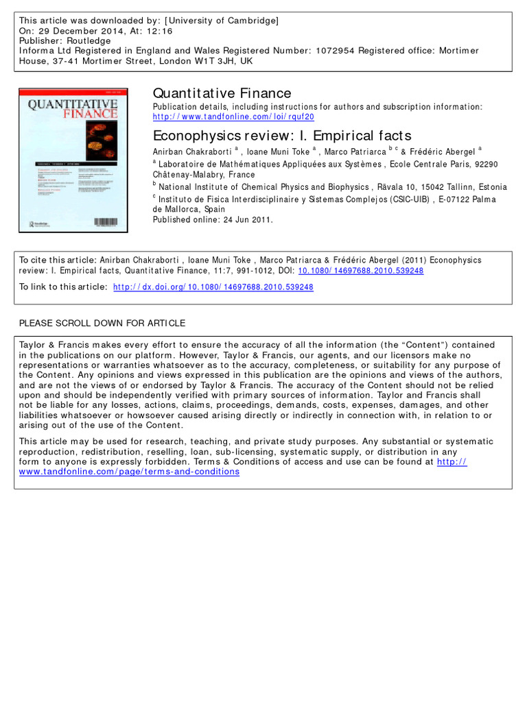 Econophysics Review: I. Empirical Facts | PDF | Statistical Mechanics ...