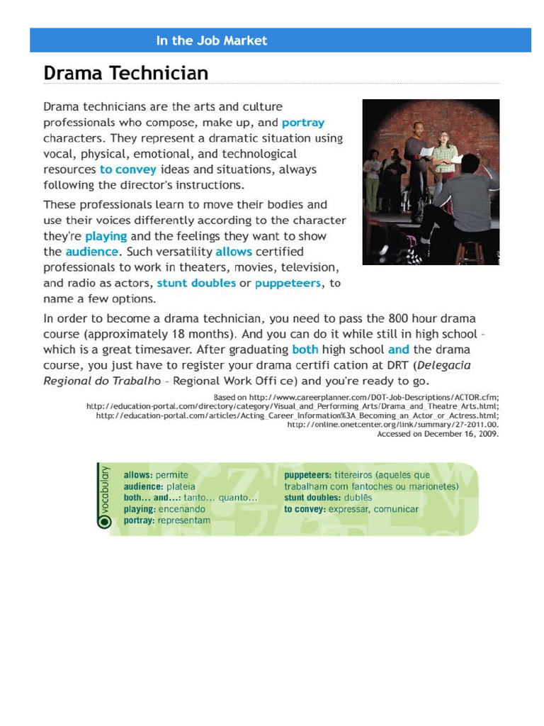 Reading - Drama Technician | PDF