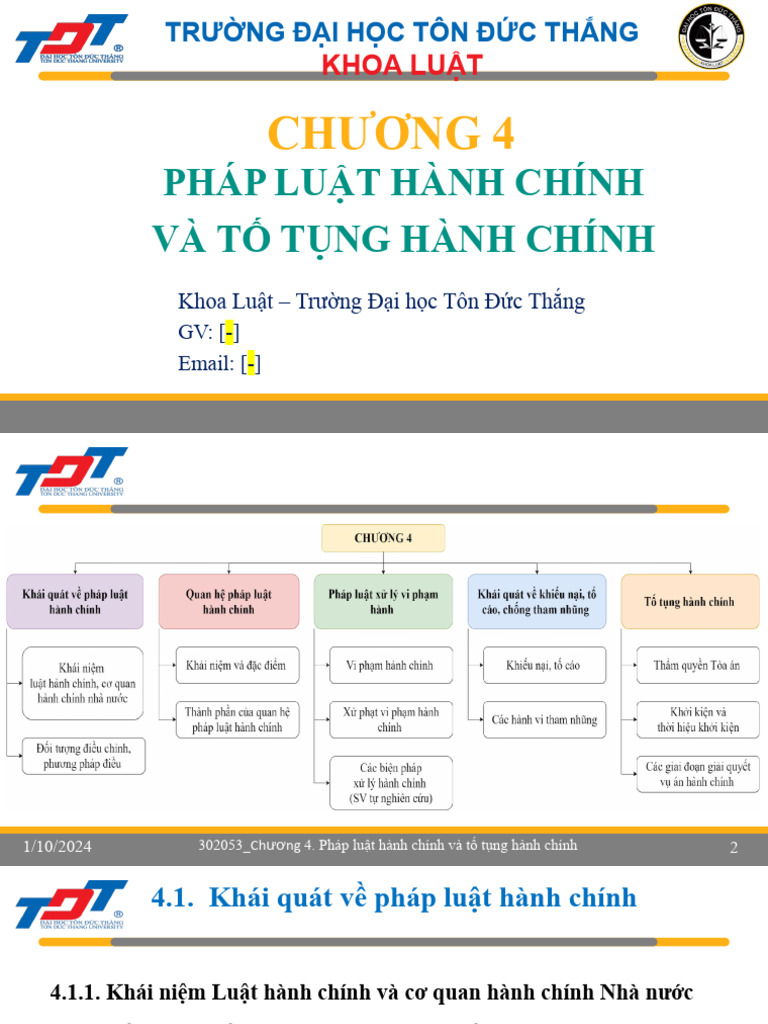 302053 - CHƯƠNG 4 - PHÁP LUẬT HÀNH CHÍNH VÀ TTHC | PDF