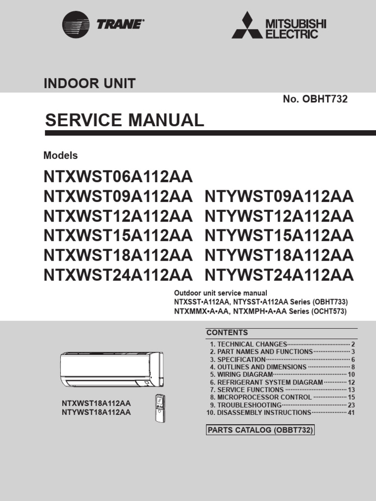 MitsubishiElectric NTXWST24A112AA Service Manual | PDF | Air ...