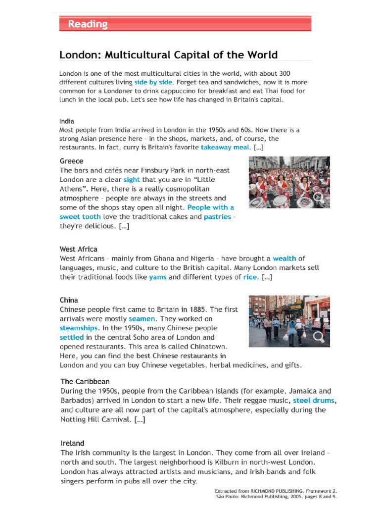 Reading - London Multicultural Capital of The World | PDF