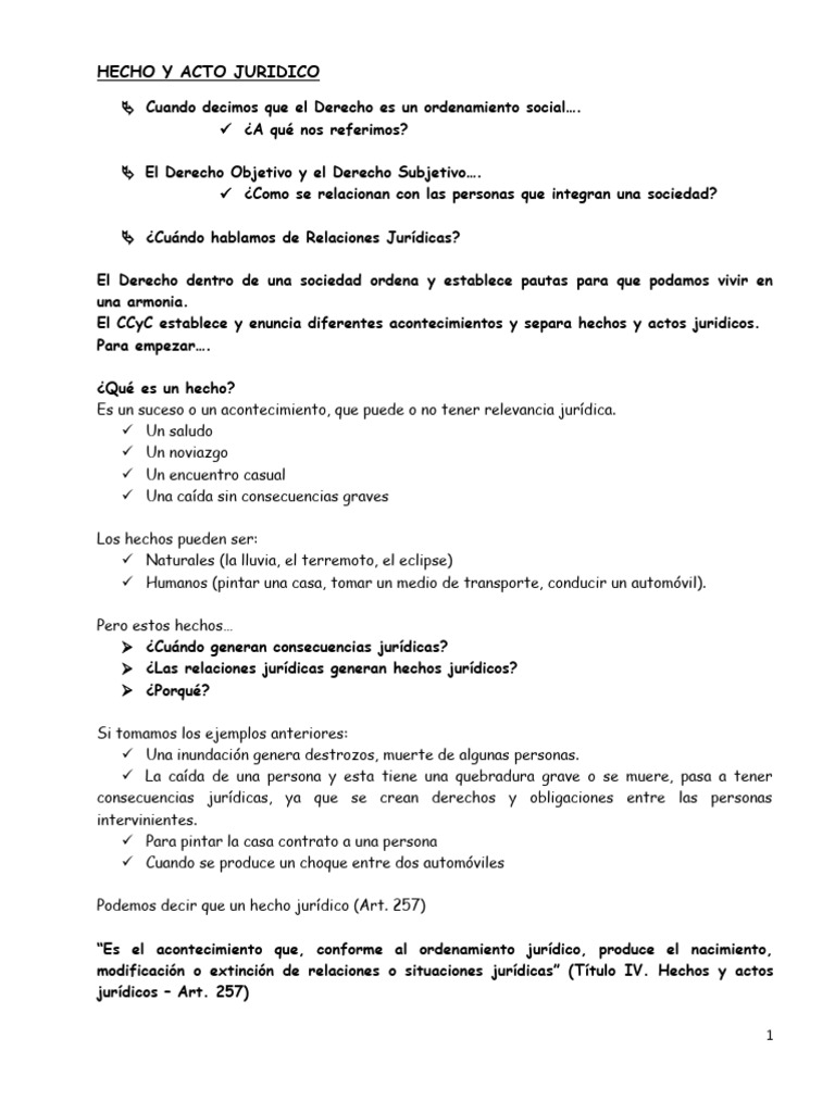 Hecho y Acto Juridico | PDF