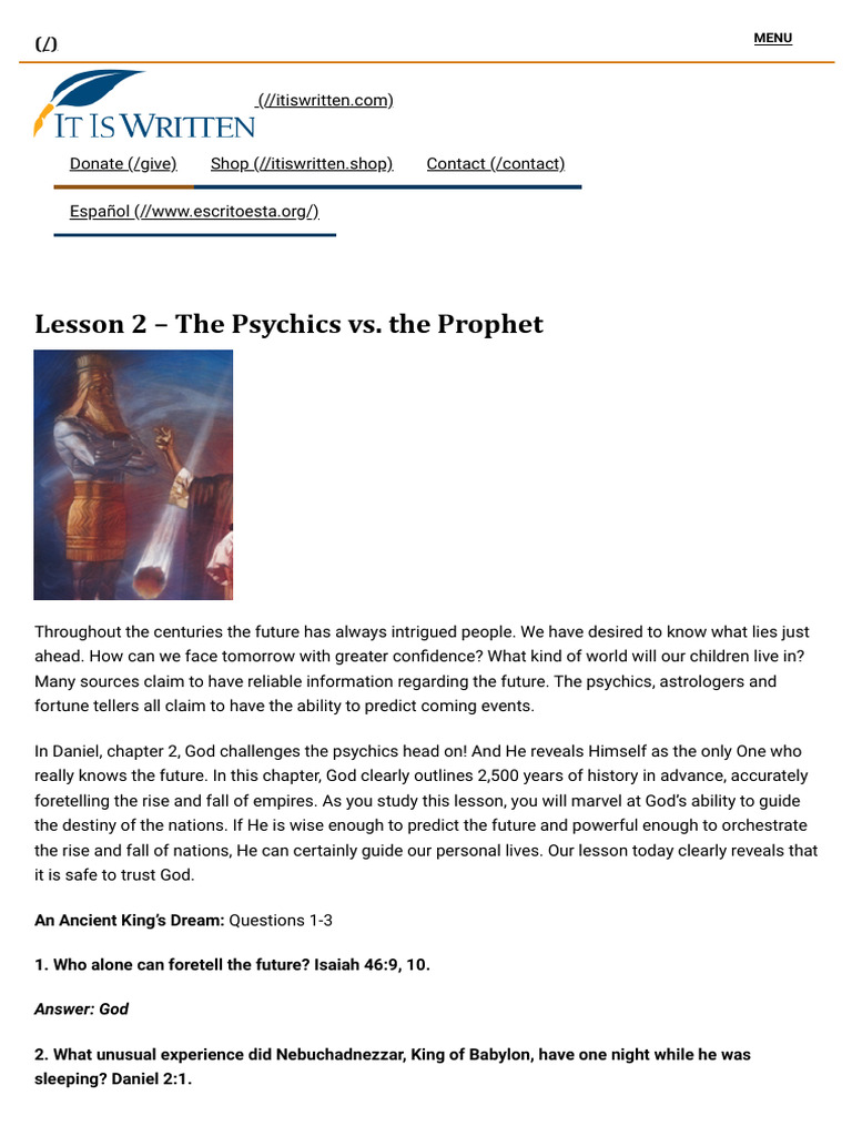Unsealing Daniels Mysteries - Lesson 2 - The Psychics vs. The Prophet ...