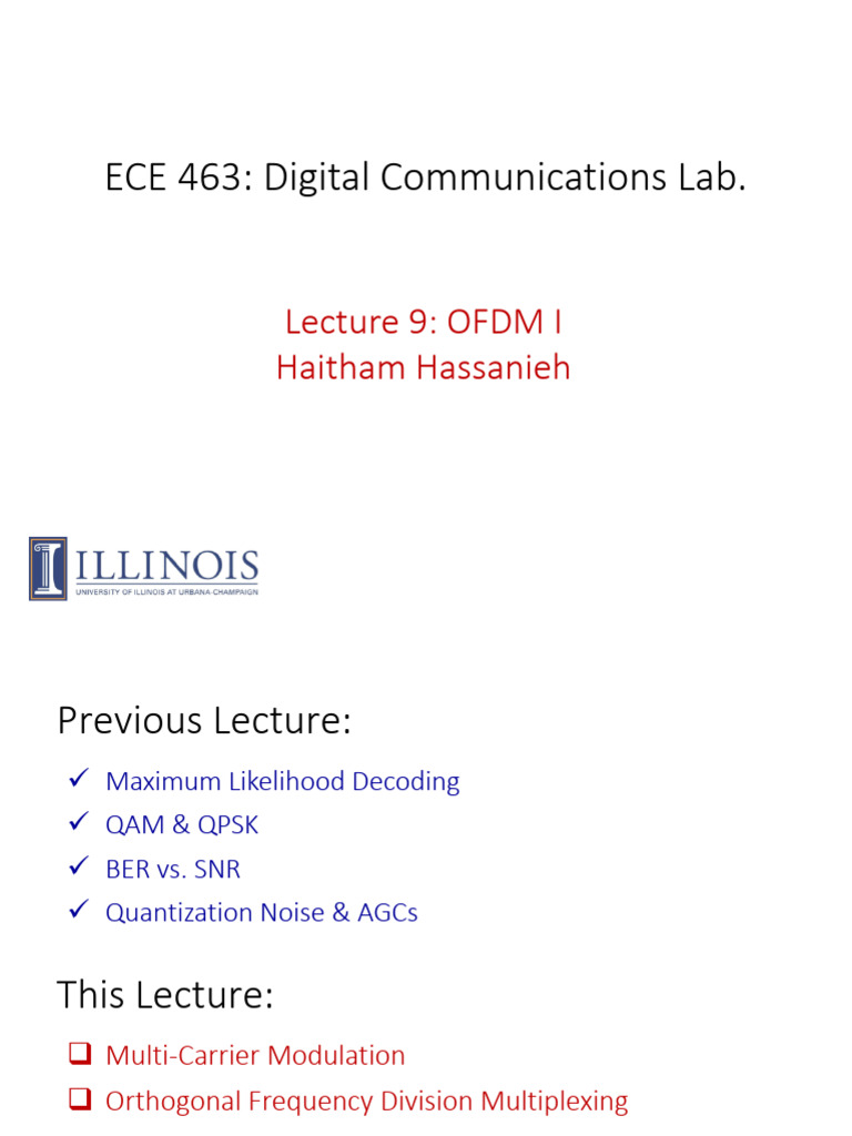 OFDMf Lecture | PDF | Orthogonal Frequency Division Multiplexing | Modulation