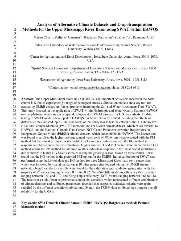 Analysis of Alternative Climate Datasets and Evapotranspiration Methods ...