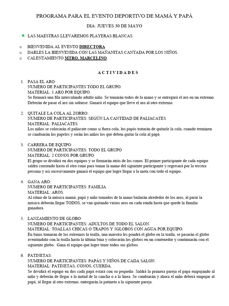 Programa para El Evento de Papás | PDF